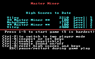 Screenshot of Master Miner (PC Booter, 1983) - MobyGames