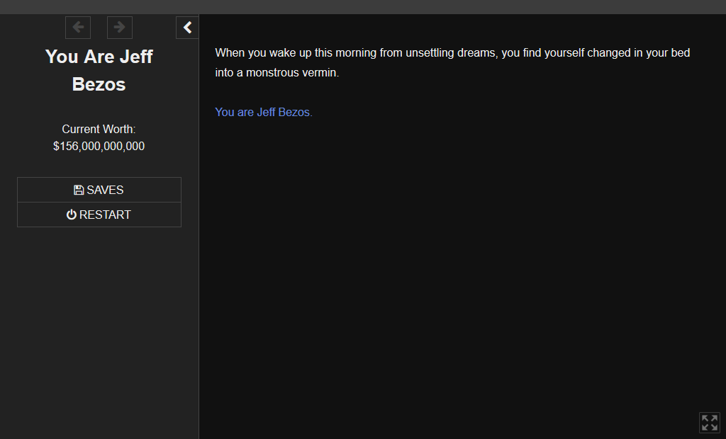 Screenshot of You Are Jeff Bezos (Browser, 2018) - MobyGames