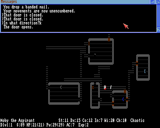 Screenshot of NetHack (Amiga, 1987) - MobyGames