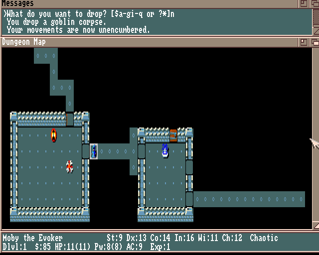 Screenshot of NetHack (Amiga, 1987) - MobyGames
