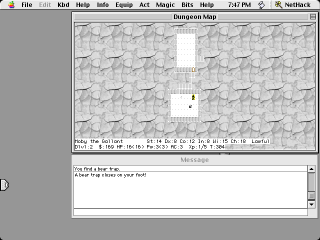 Screenshot of NetHack (Macintosh, 1987) - MobyGames