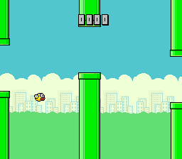 Screenshot of Super Flappy Bird (SNES, 2017) - MobyGames