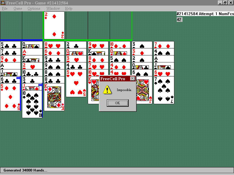 Screenshot of FreeCell Pro (Windows, 1999) - MobyGames