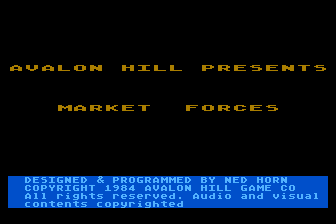 Screenshot of Market Forces (Atari 8-bit, 1984) - MobyGames