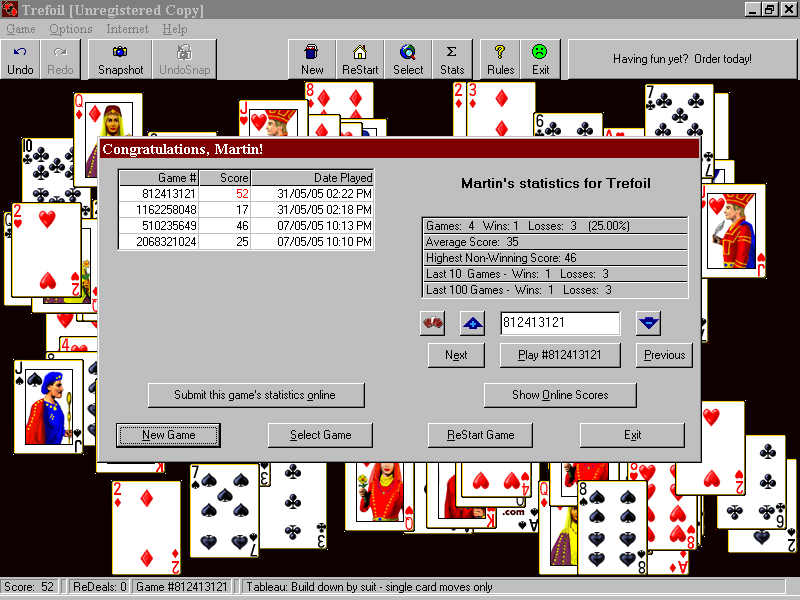 Screenshot of Pretty Good Solitaire 600 (Windows, 2004) - MobyGames