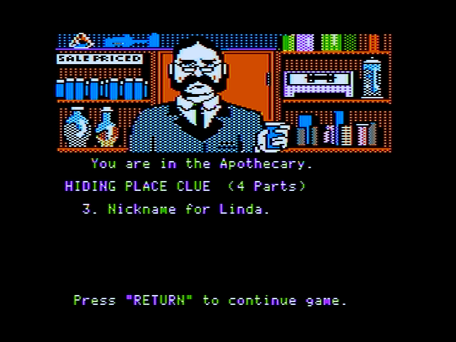 Screenshot of 221 B Baker St. (Apple II, 1986) - MobyGames