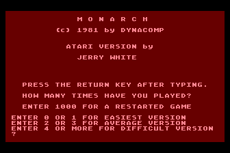 Monarch (1981) - MobyGames