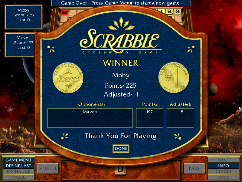 Screenshot of Scrabble Complete (Windows, 2002) - MobyGames
