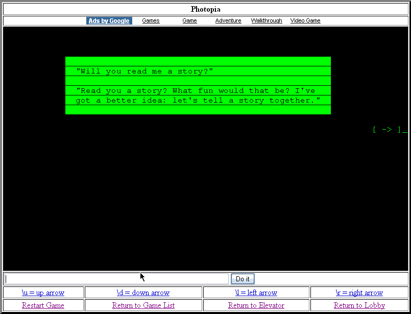 Screenshot of Photopia (Browser, 1998) - MobyGames