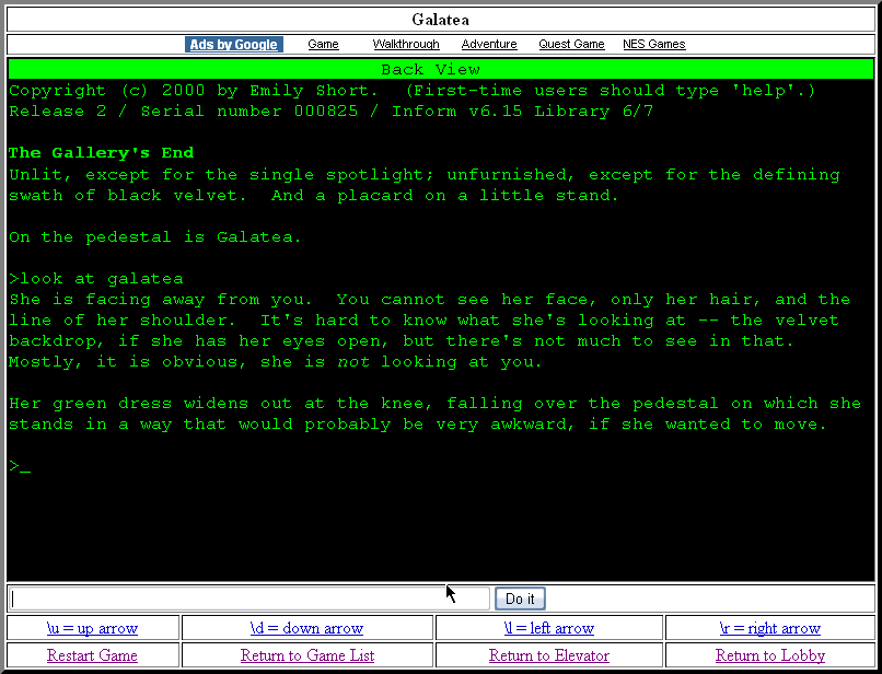 Screenshot of Galatea (Browser, 2000) - MobyGames