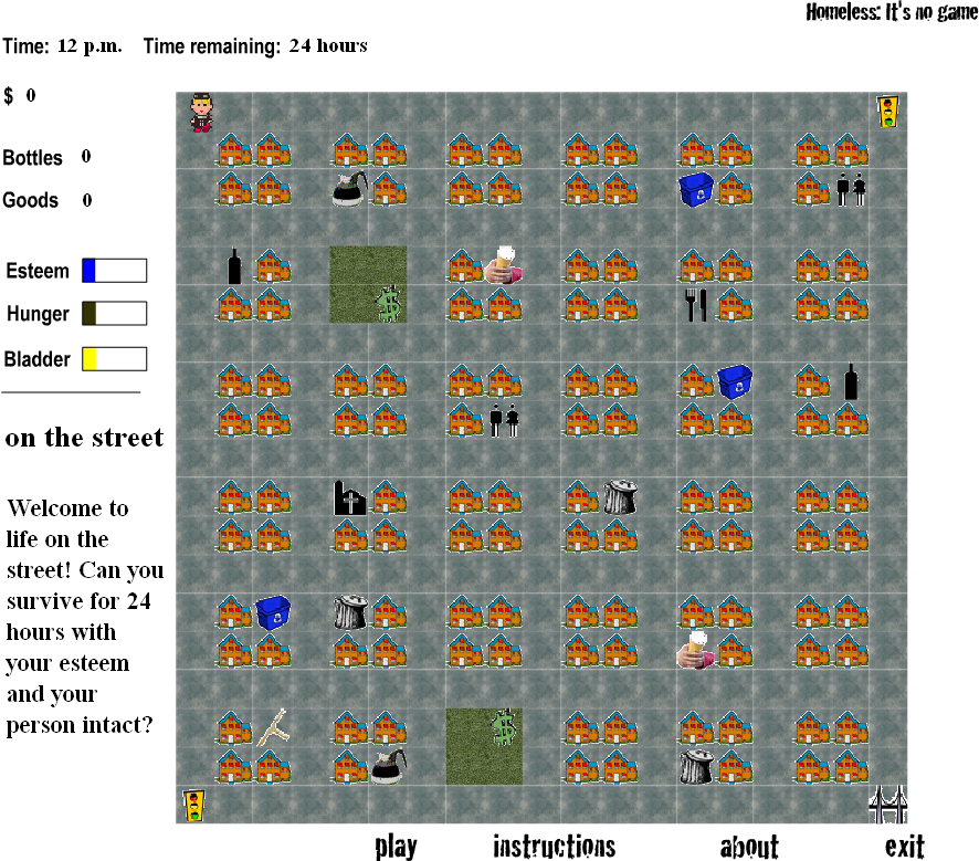 Screenshot of Homeless: it's no game (Browser, 2006) - MobyGames