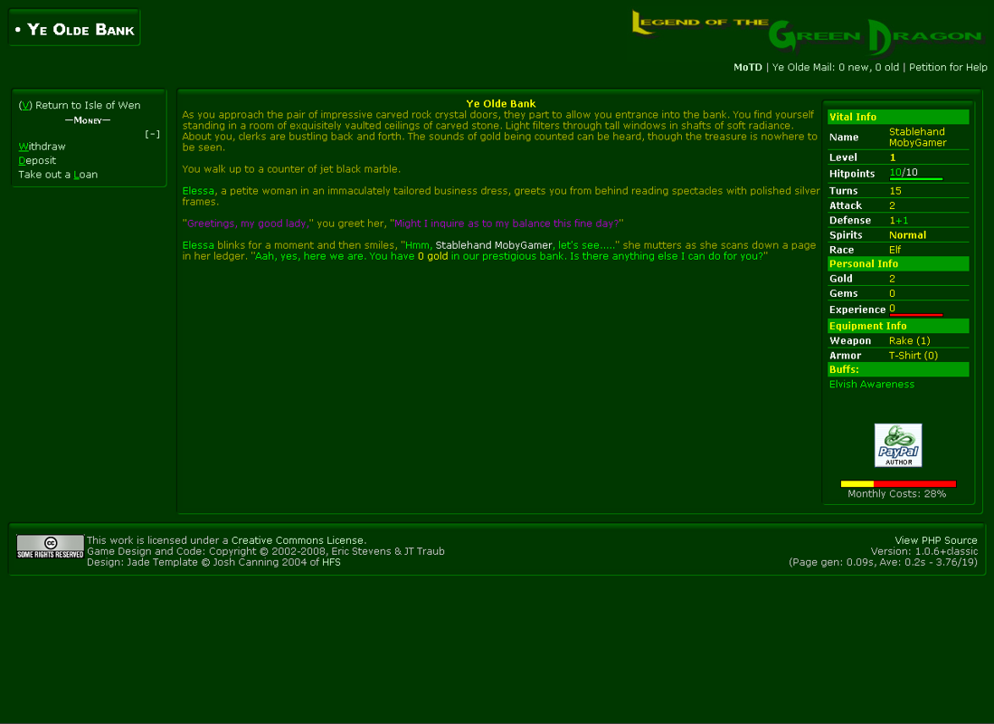 Screenshot of Legend of the Green Dragon (Browser, 2002) - MobyGames