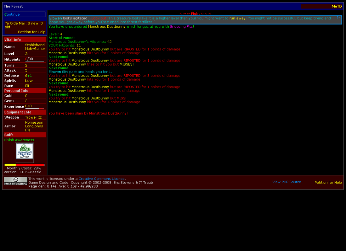 Screenshot of Legend of the Green Dragon (Browser, 2002) - MobyGames