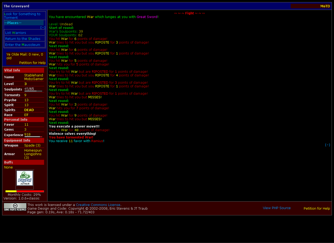 Screenshot of Legend of the Green Dragon (Browser, 2002) - MobyGames