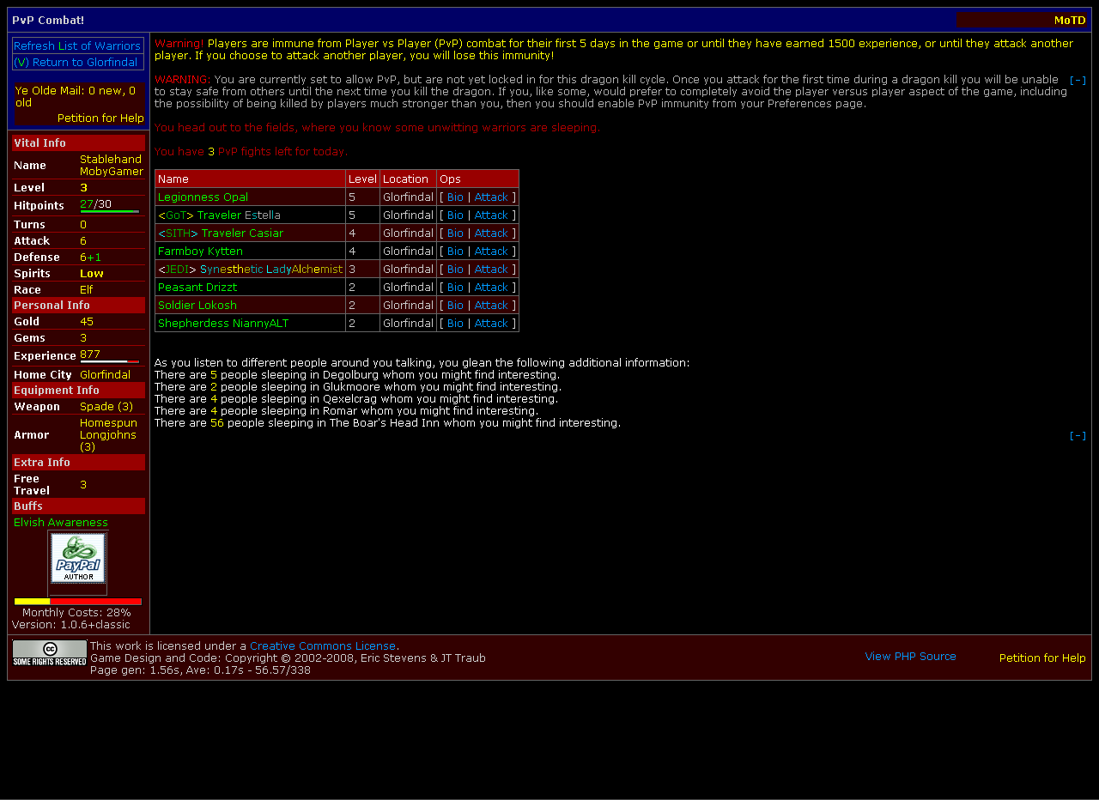 Screenshot of Legend of the Green Dragon (Browser, 2002) - MobyGames