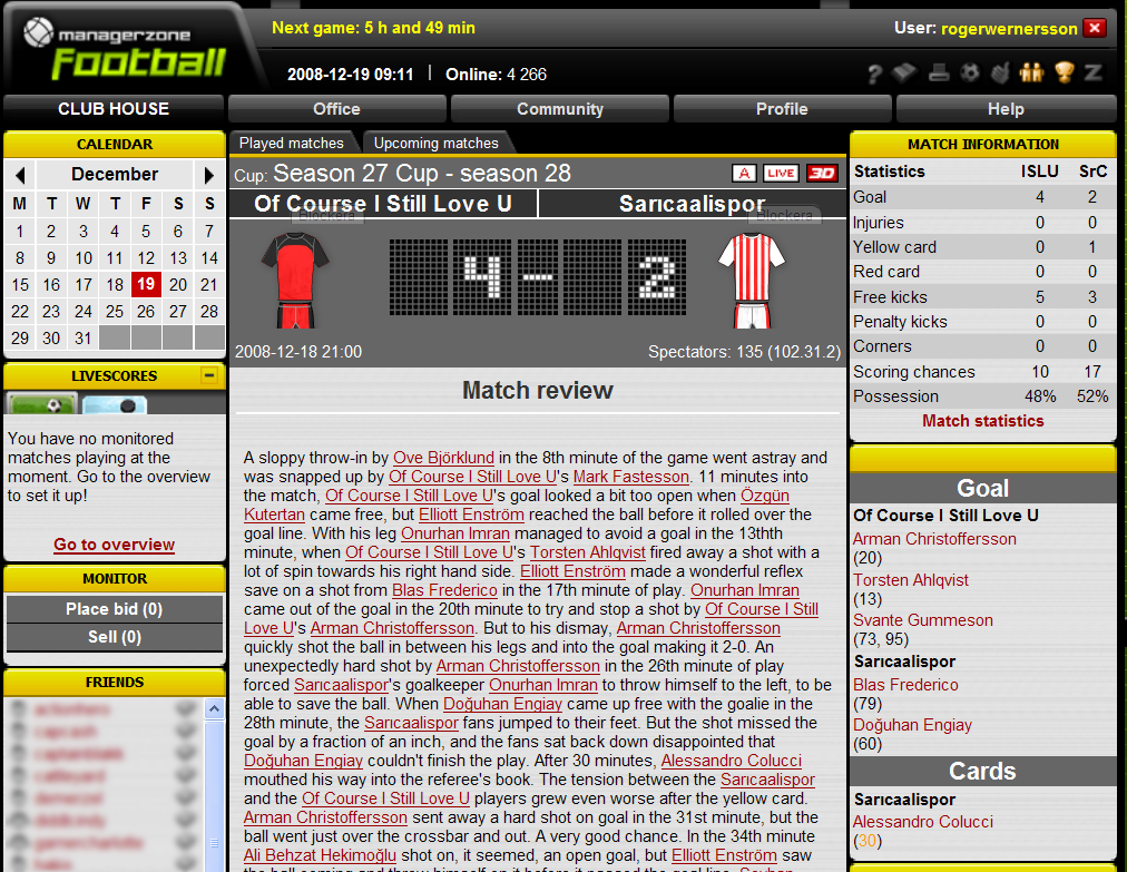 Screenshot of ManagerZone (Browser, 2001) - MobyGames
