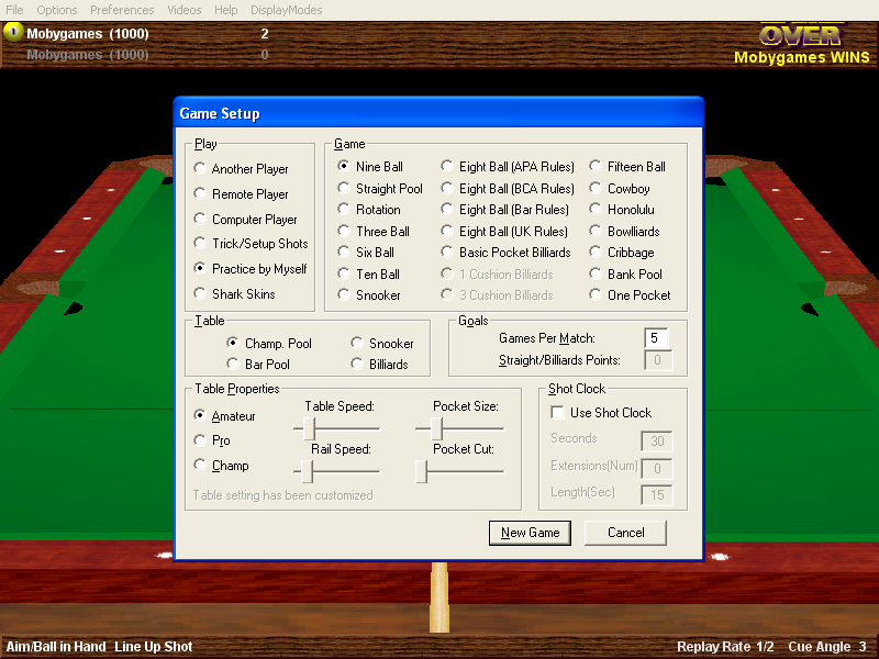 Screenshot of Virtual Pool Hall (Windows, 2000) - MobyGames
