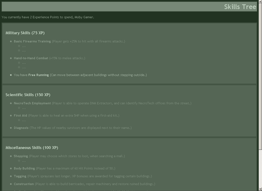 Screenshot of Urban Dead (Browser, 2005) - MobyGames