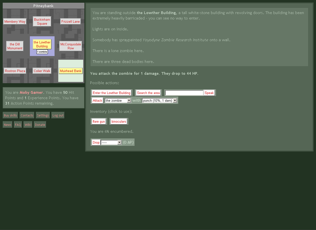 Screenshot of Urban Dead (Browser, 2005) - MobyGames