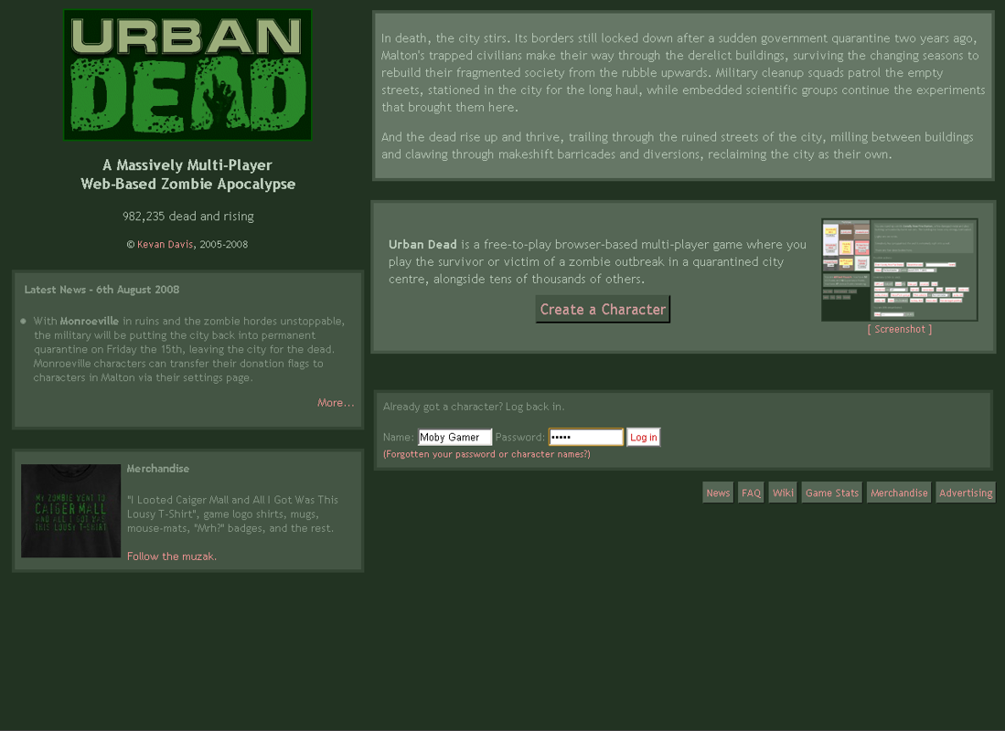 Urban Dead screenshots - MobyGames
