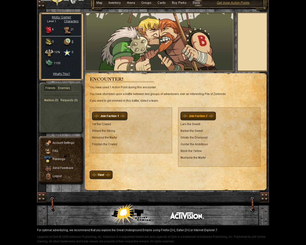Screenshot of Legends of Zork (Browser, 2009) - MobyGames