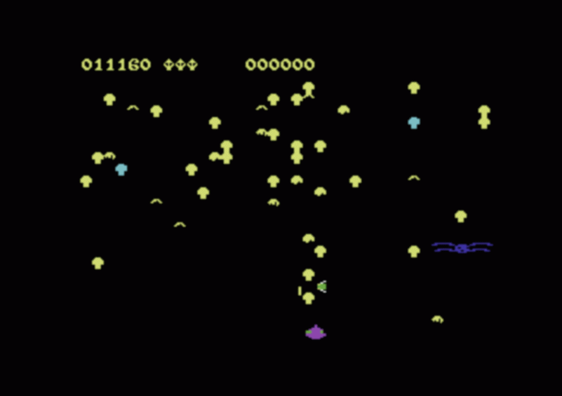 Screenshot of Centipede (Commodore 64, 1981) - MobyGames