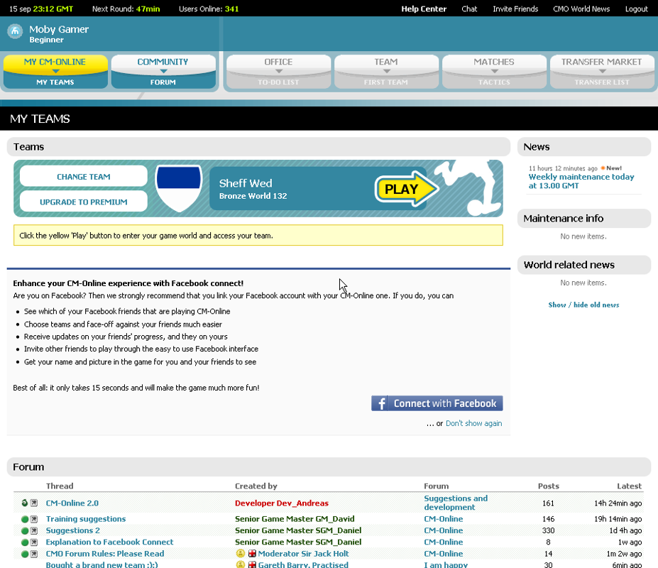 Screenshot of Championship Manager Online (Browser, 2005) - MobyGames