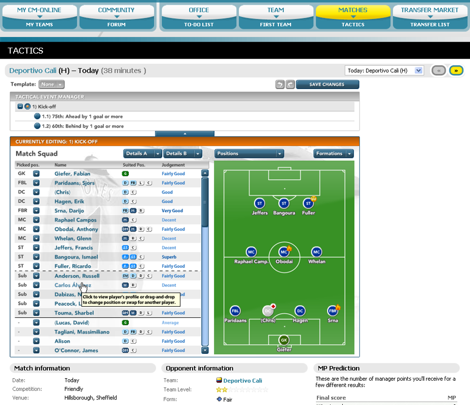 Screenshot of Championship Manager Online (Browser, 2005) - MobyGames
