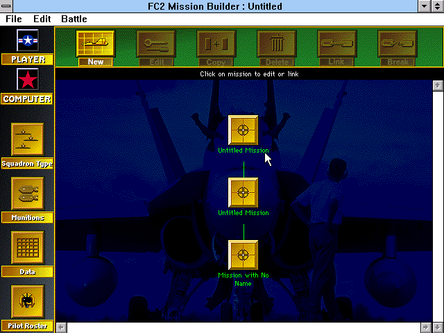 Screenshot of Flight Commander 2: Mission Builder (Windows 3.x, 1995 ...