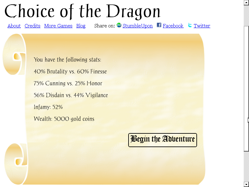 Screenshot of Choice of the Dragon (Browser, 2010) - MobyGames