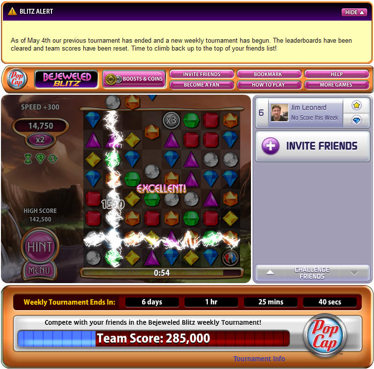 Screenshot of Bejeweled: Blitz (Browser, 2009) - MobyGames