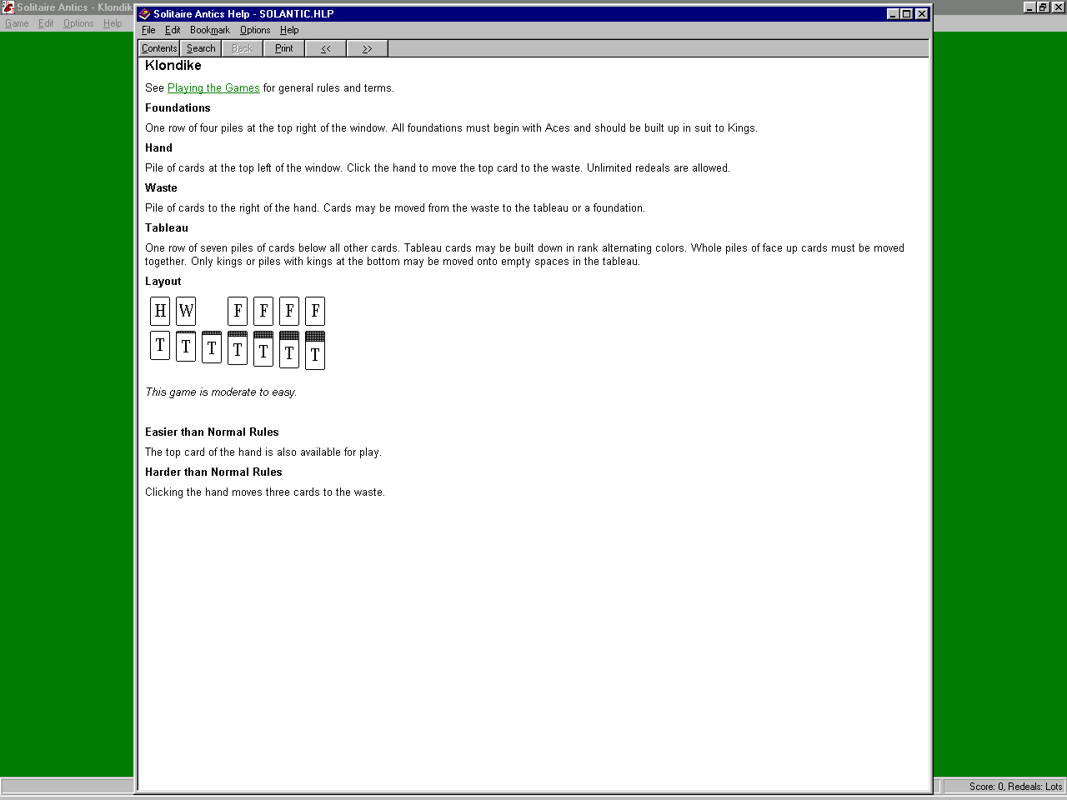 Screenshot of Masque Solitaire Antics (Windows 3.x, 1995) - MobyGames