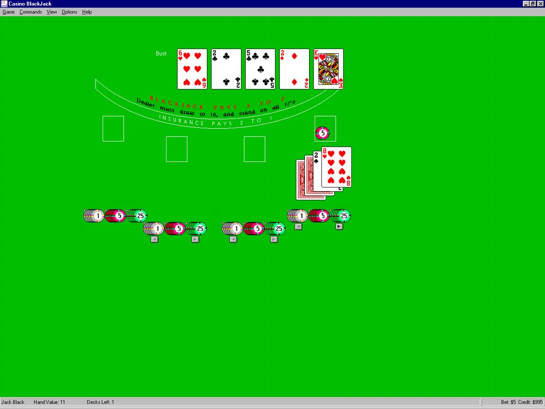 Screenshot of Masque Blackjack (Windows 3.x, 1994) - MobyGames