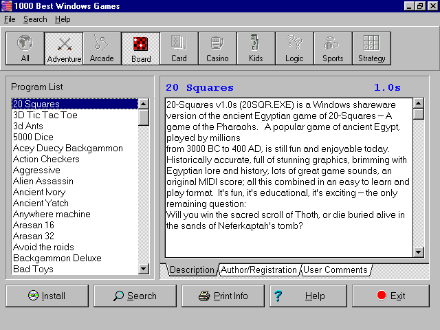 Screenshot of 1000 Best Games for Windows (Windows 3.x, 1999) - MobyGames