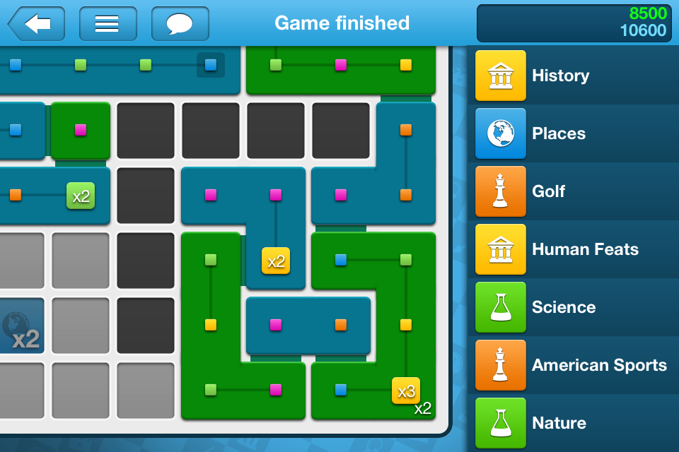 Screenshot of Quizboard (iPhone, 2012) - MobyGames