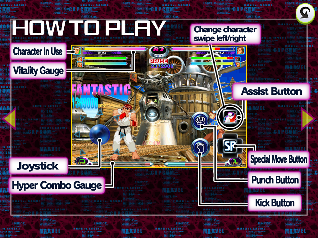 Screenshot of Marvel Vs. Capcom 2: New Age Of Heroes (iPad, 2000) - MobyGames