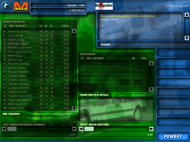 Screenshot of Liga Polska Manager 2000 (Windows, 2000) - MobyGames