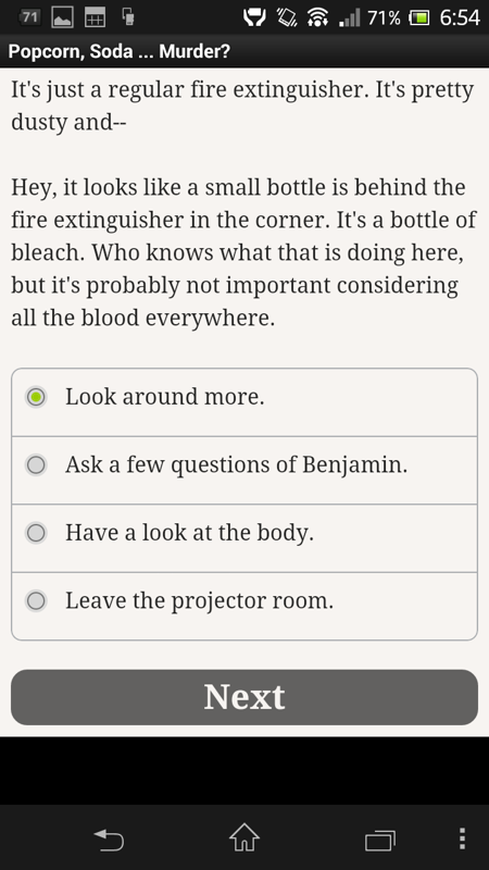 Screenshot of Popcorn, Soda ... Murder? (Android, 2010) - MobyGames