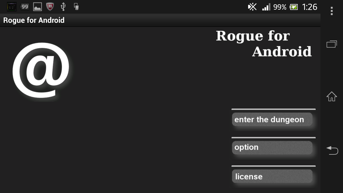 Screenshot of Rogue (Android, 1980) - MobyGames