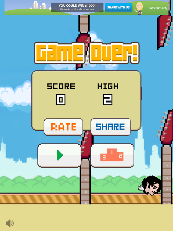 Screenshot of Fall Out Bird (iPad, 2014) - MobyGames