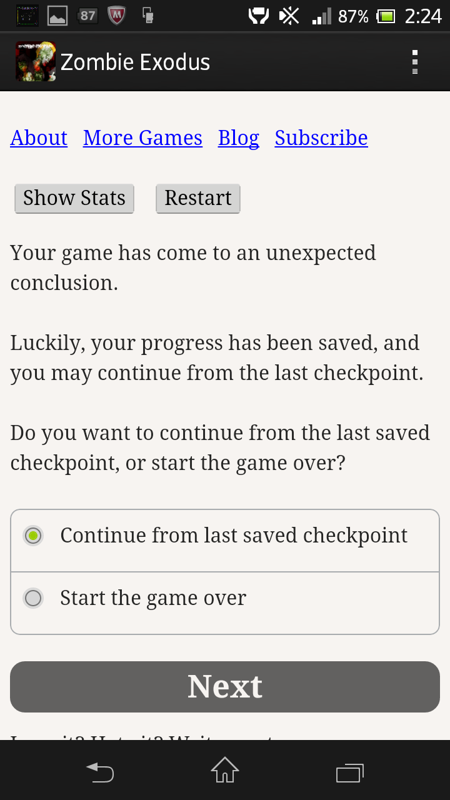 Screenshot of Zombie Exodus (Android, 2011) - MobyGames