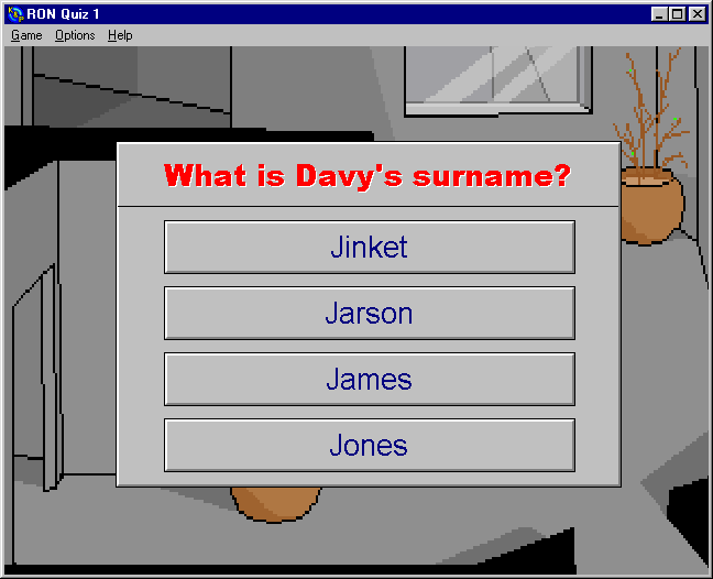 Screenshot of RON Quiz Part 1: Section A: RON Characters (Windows 3.x ...