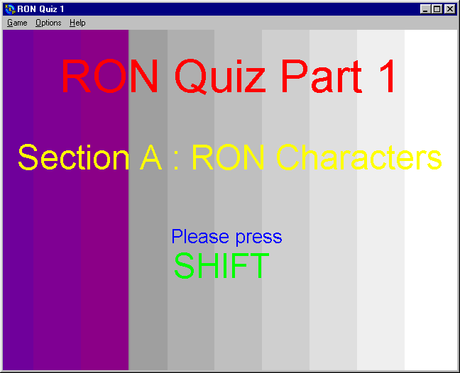 RON Quiz Part 1: Section A: RON Characters (2002) - MobyGames