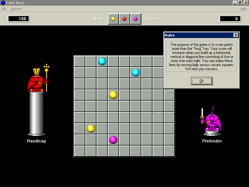 Screenshot of Color Linez (Windows, 1998) - MobyGames