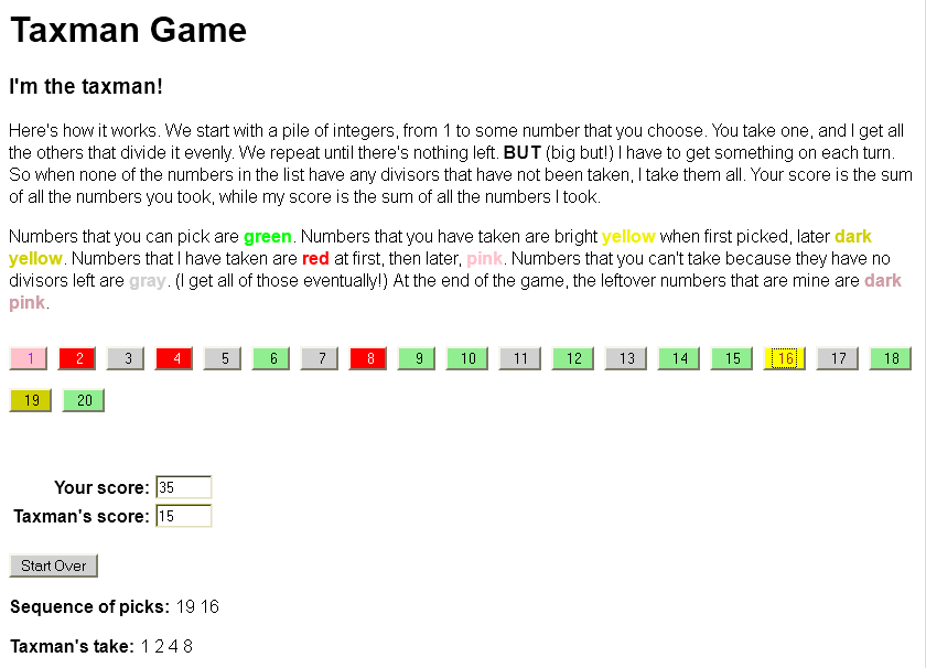 Screenshot of Taxman Game (Browser, 2008) - MobyGames