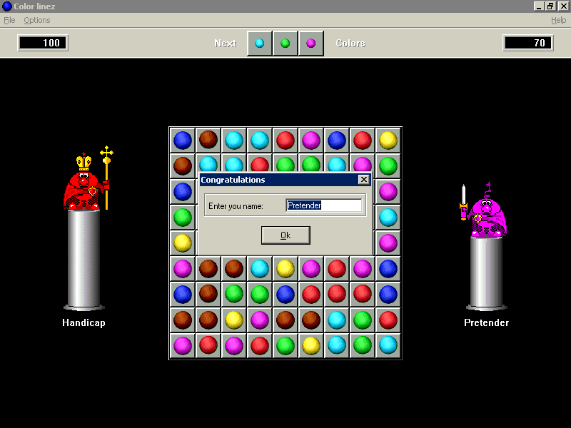 Screenshot of Color Linez (Windows, 1998) - MobyGames