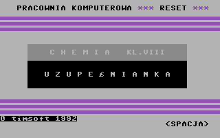 Screenshot of Seria Edukacyjna: Chemia (Commodore 64, 1992) - MobyGames