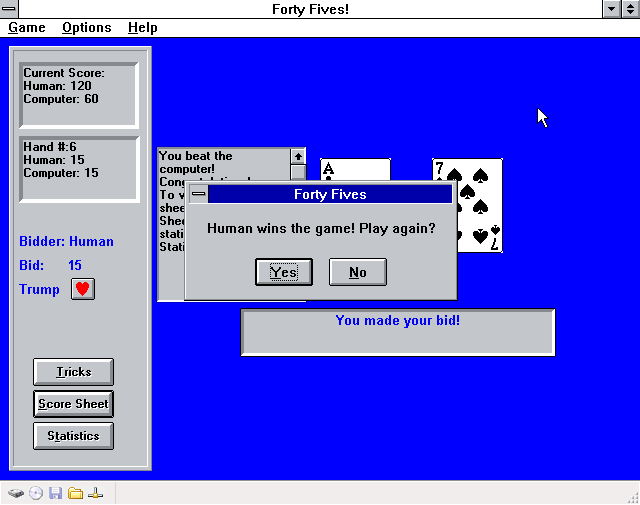 Screenshot of Forty Fives! (Windows 3.x, 1996) - MobyGames