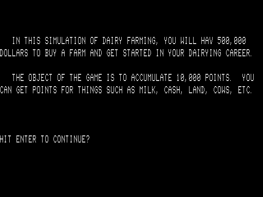 Dairy Farming (1981) - MobyGames