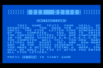 Screenshot of Code Master (Atari 8-bit, 1981) - MobyGames